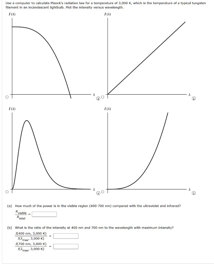 SOLVED: Use a computer to calculate Planck's radiation law for a ...