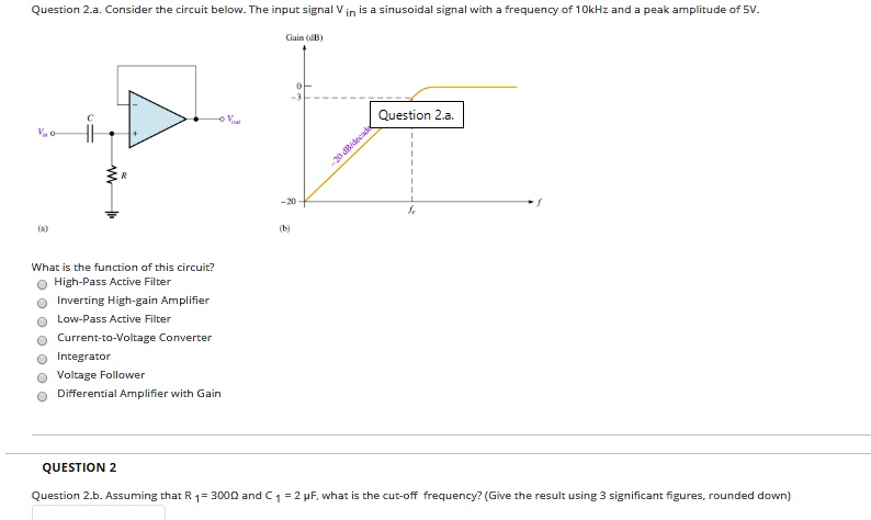 SOLVED: Question 2.a. Consider the circuit below. The input signal Vin ...