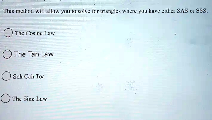 This method will allow you to solve for triangles where you have either ...