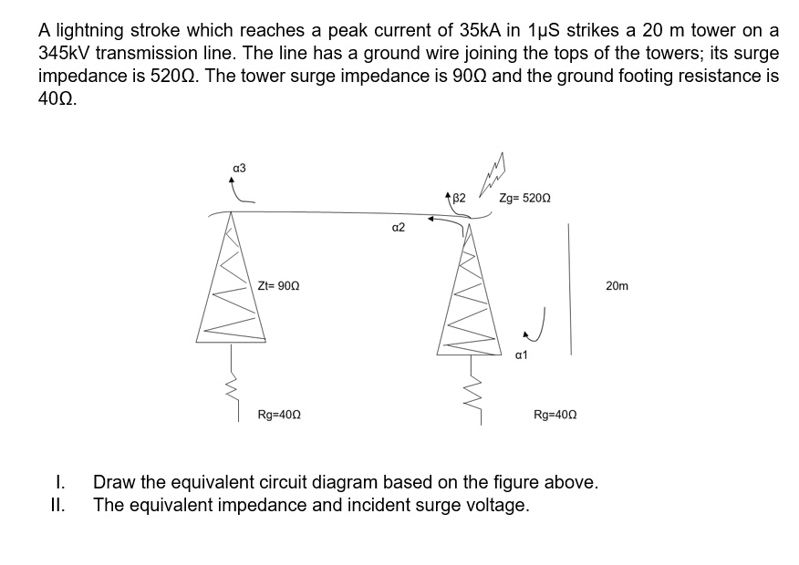 a lightning stroke which reaches a peak current of 35ka in 1s strikes a ...
