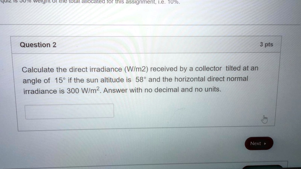 VIDEO solution: Calculate the direct irradiance (W/m2) received by a ...