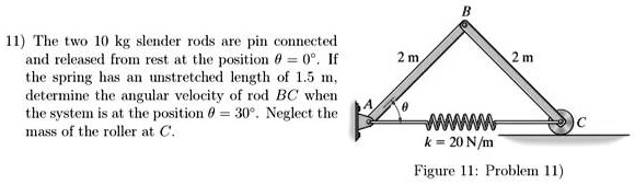 SOLVED: The two 10 kg slender rods are pin-connected and released from rest at the position Î¸=0 ...