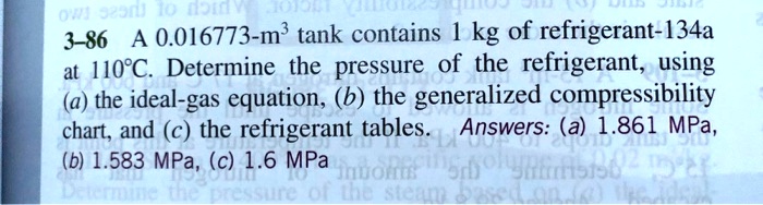 SOLVED: CU01UC20 3-86A 0.016773 m^3 tank contains 1 kg of refrigerant ...