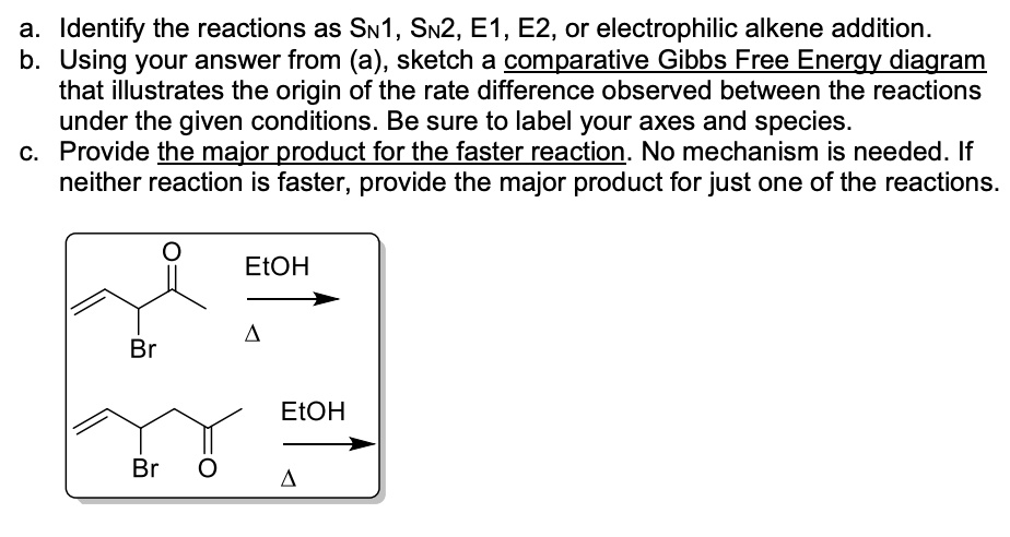 Identify the reactions as SN1, SN2, E1, E2, or electrophilic alkene ...