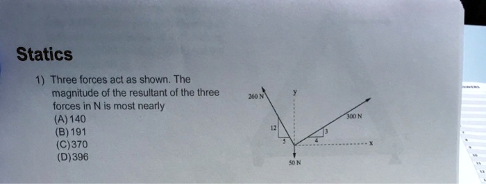 SOLVED: Statics Three forces act as shown.The magnitude of the ...