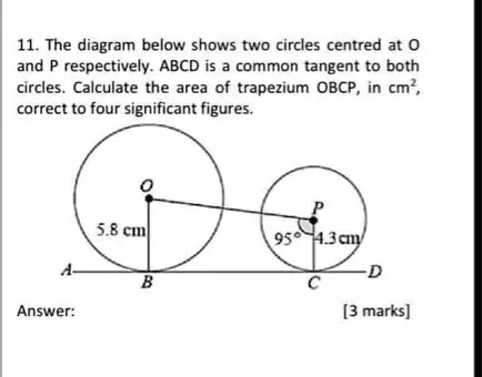 SOLVED: The diagram below shows two circles centered at O and P respectively. ABCD is a common ...