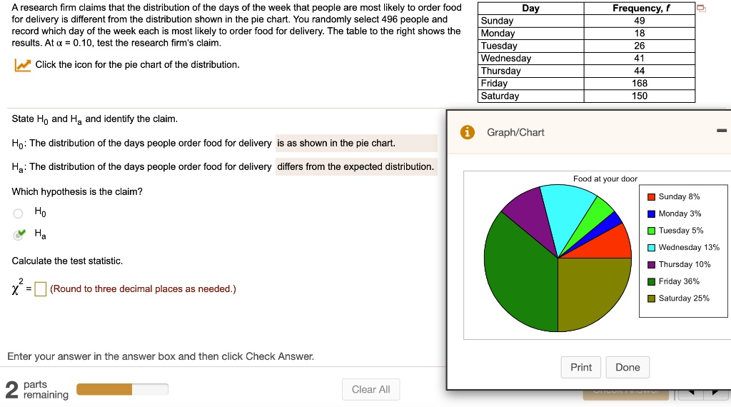 SOLVED: A research firm claims that the distribution of the days of the ...