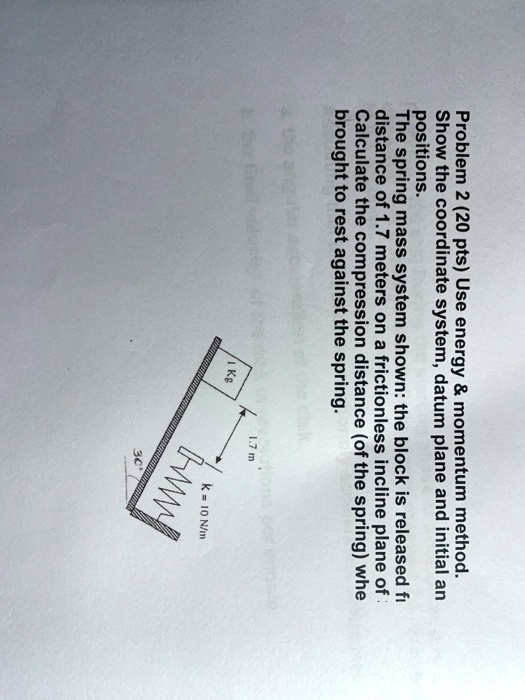 SOLVED: Positions brought to rest against the spring. /1Kg 1.7m Calculate the compression ...