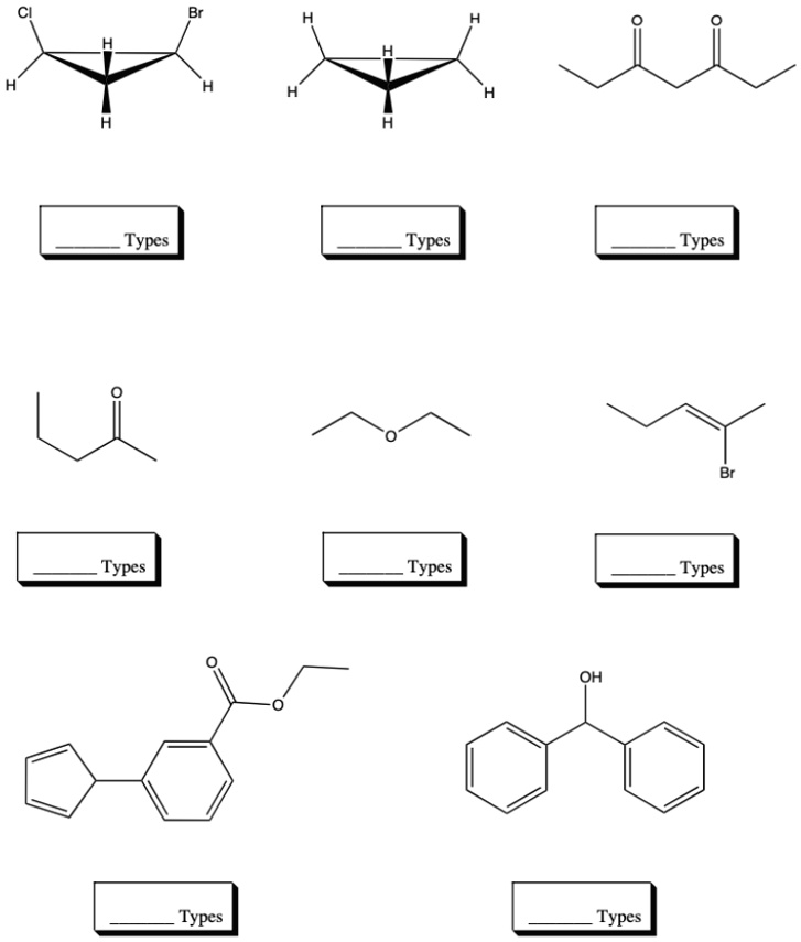 SOLVED: 2. For each of the structure below, draw and label the electronically different types of ...
