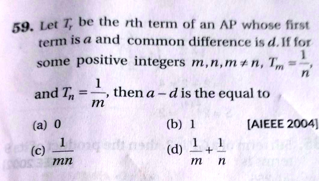 SOLVED: Solve previous year questions of IIT JEE Chapter: Sequence and ...