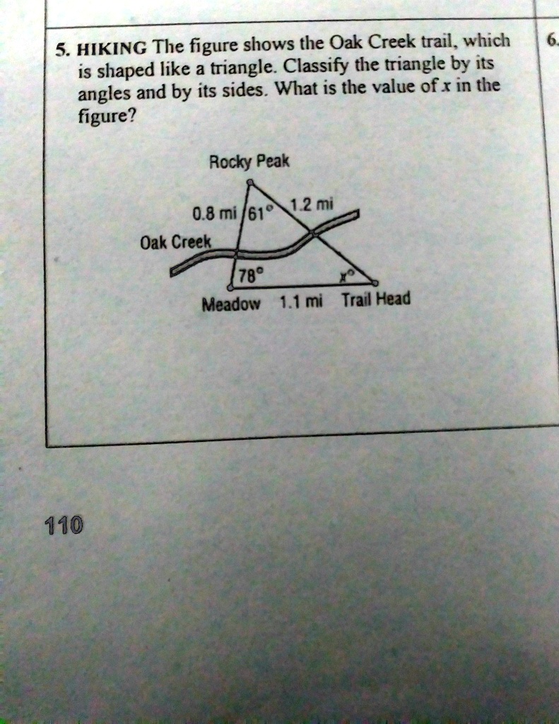 5. HIKING The figure shows the Oak Creek trail, which is shaped like a ...