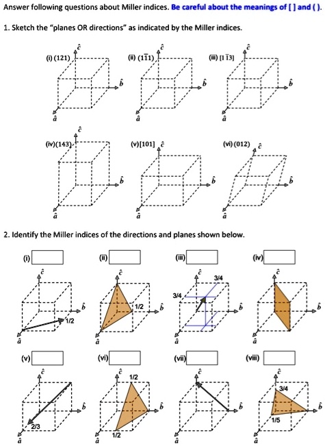 SOLVED: Answer following questions about Miller indices.Be careful about the meanings of [] and ...