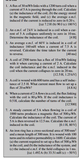 a flux of 30mwb links with a 1200 turn coil when a current of 5a is ...
