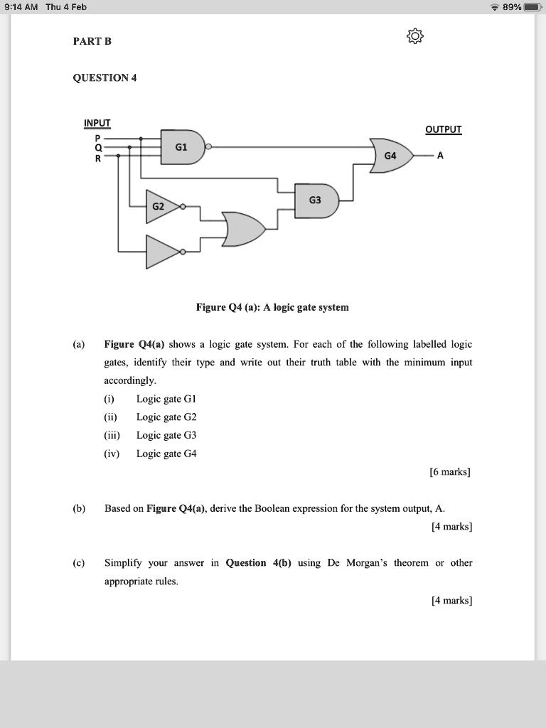 SOLVED: 9:14 AM Thu Feb 89% [ PART B QUESTION 4 INPUT QUTPUI Figure Q4 ...
