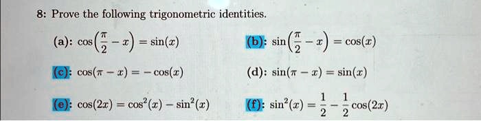 SOLVED: Texts: How to prove these identities, thanks. 1: Prove the ...