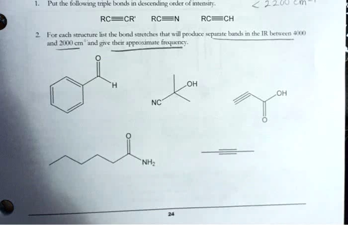 SOLVED: ' 1. Put the following triple bonds in descending order of ...