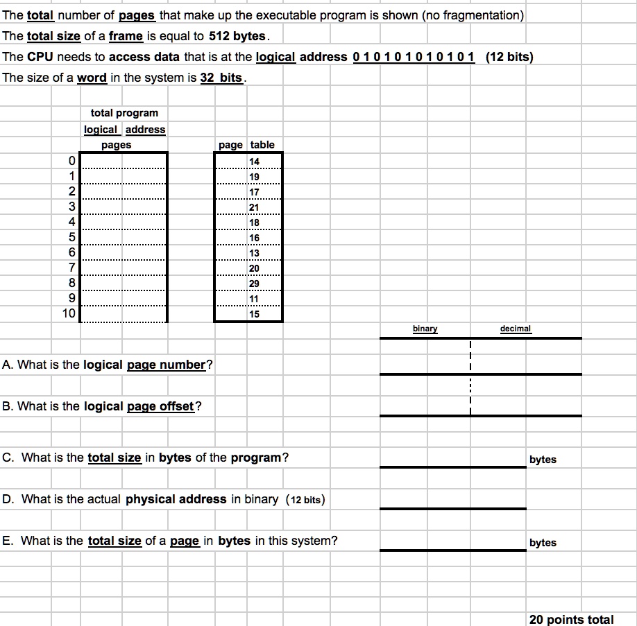 Solved The Total Number Of Pages That Make Up The Executable Program 