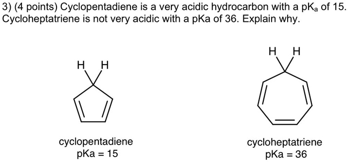 SOLVED: 3) (4 points) Cyclopentadiene is a very acidic hydrocarbon with ...