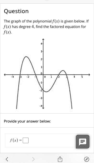 question the graph of the polynomial fx is given below if fx has degree 4 find the factored ...
