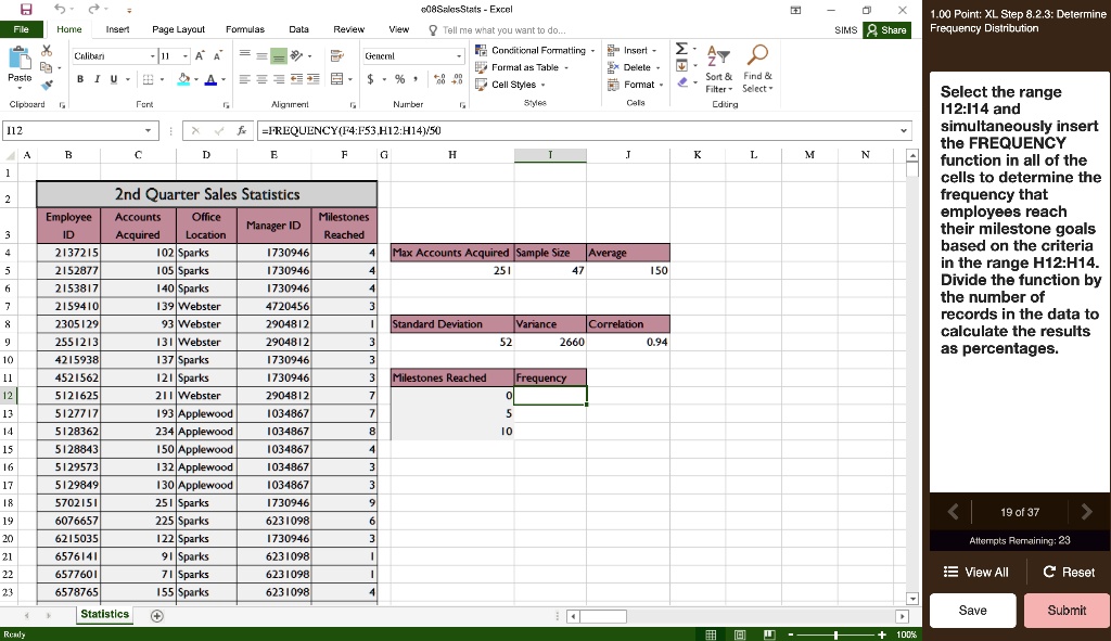 Solved E08salesstaffs Excel File Home Insert Page Layout Formulas Data Review View Tell Me