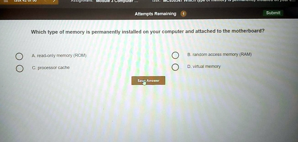 Assignment: Module 3 Computer... Attempts Remaining Which type of ...