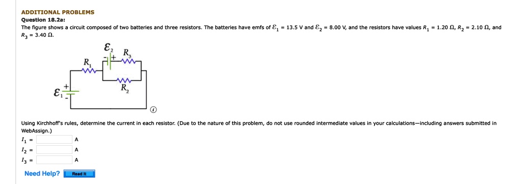 SOLVED: ADDITIONAL PROBLEMS Question 18.2a The figure shows circuit composed 40 @. batteries ...