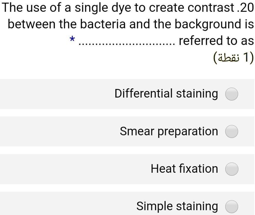 the use of a single dye to create contrast20 between the bacteria and ...