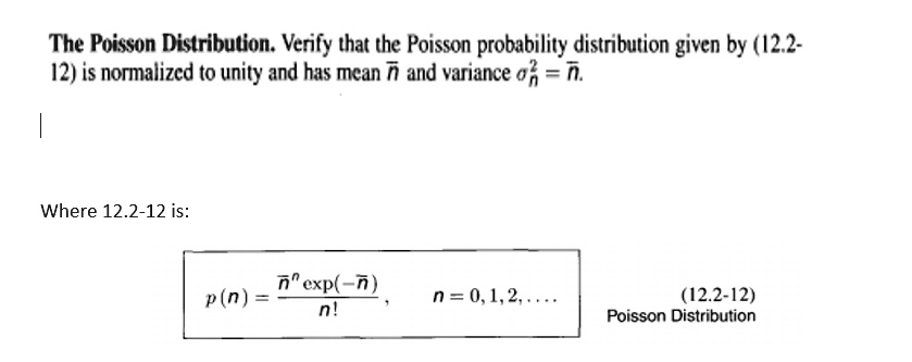 The Poisson Distribution. Verify that the Poisson probability ...