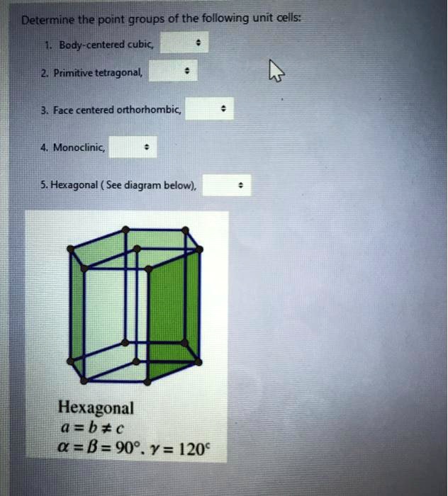 SOLVED: Determine theipoint groups of the following unit cells: Body ... SOLVED: Determine theipoint groups of the following unit cells: Body ...