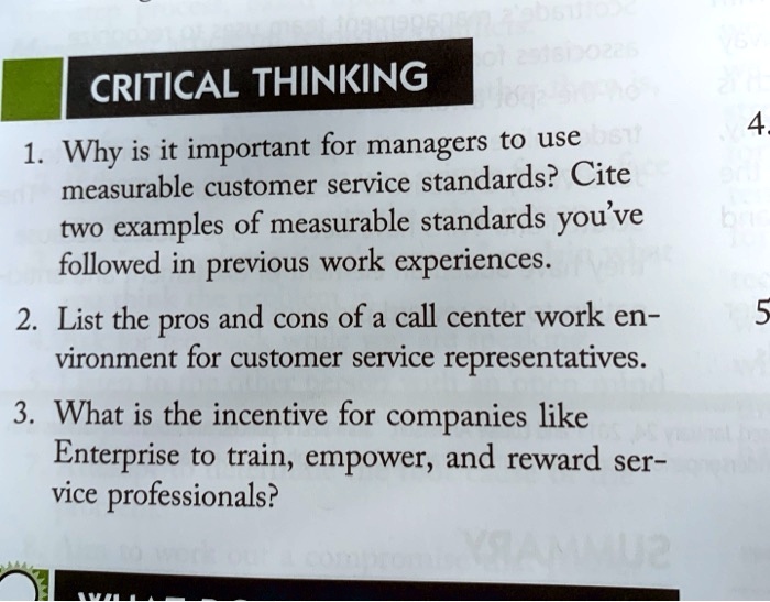 CRITICAL THINKING 1. Why is it important for managers to use measurable ...