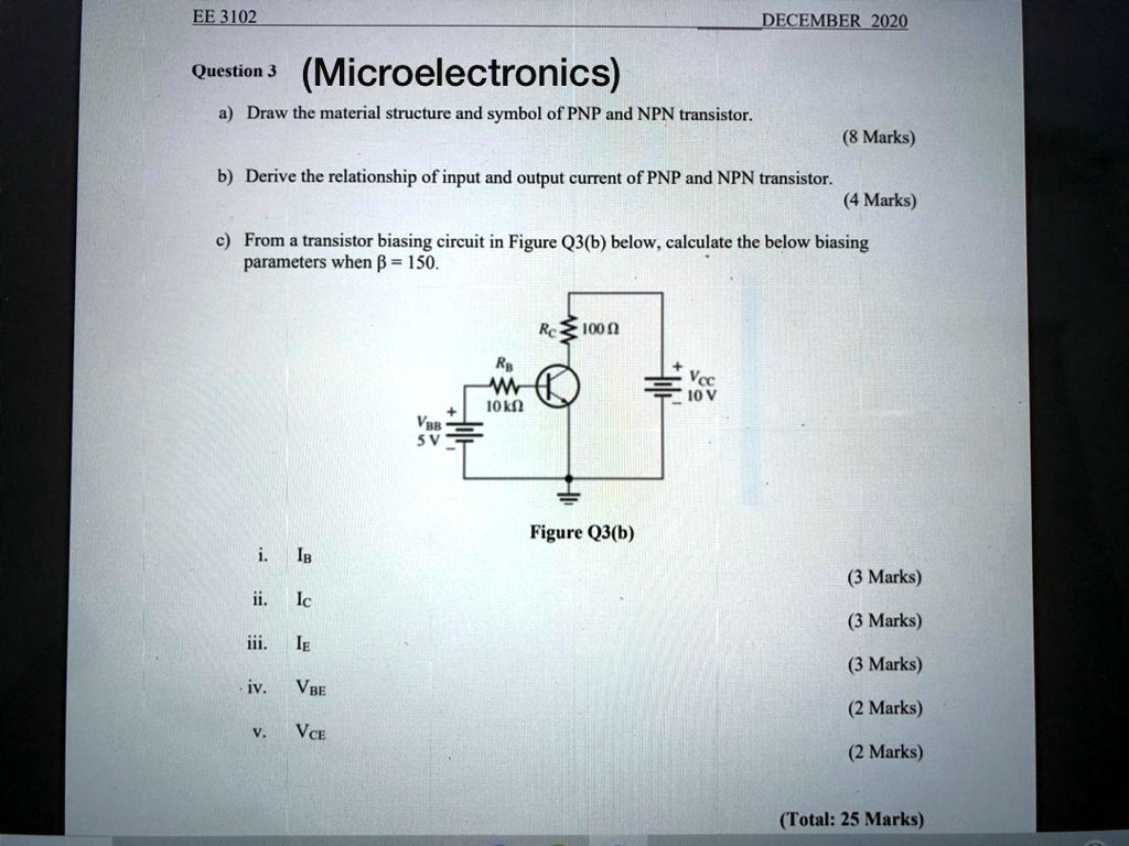 SOLVED: EE3102 DECEMBER 2020 Question 3 (Microelectronics) a) Draw the material structure and ...