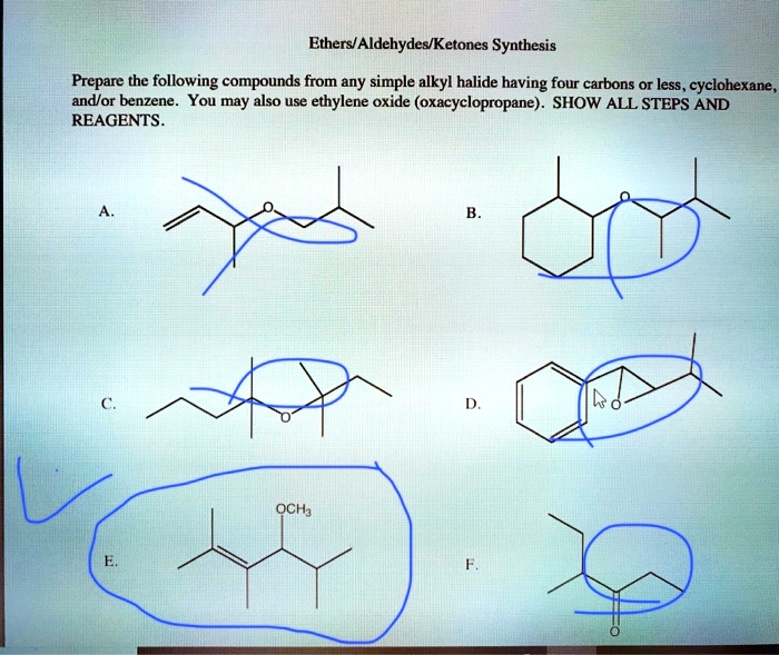 ethers aldehydesketones synthesis prcpare the following compounds from any simple alkyl halide ...