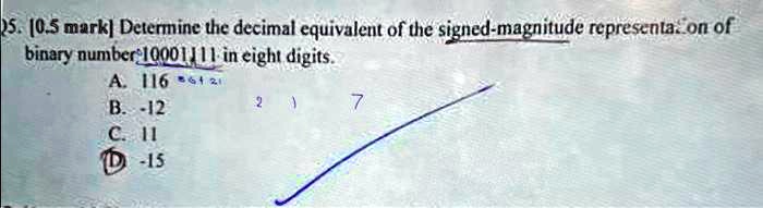 SOLVED: Determine the decimal equivalent of the signed-magnitude representation of the binary ...