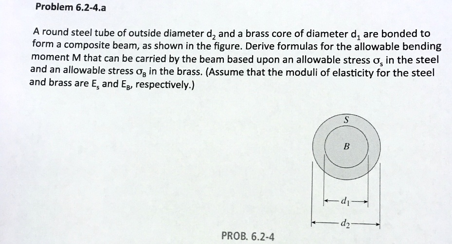 Problem 6.2-4.a A round steel tube of outside diameter d2 and a brass ...