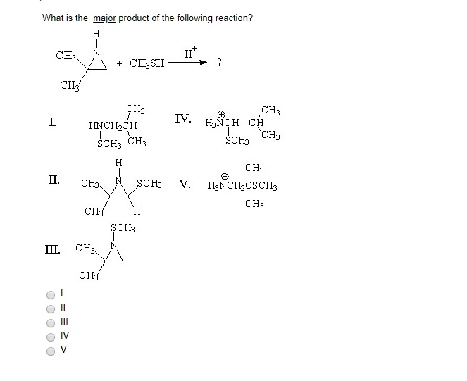 What is the majgr product of the following reaction chz chsh...