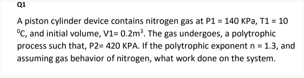Solved A Piston Cylinder Device Contains Nitrogen Gas At P1 140 Kpa T1 10°c And Initial