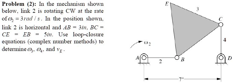 problem 2 in the mechanism shown belowlink 2 is rotating cw at the rate of3radsin the position ...