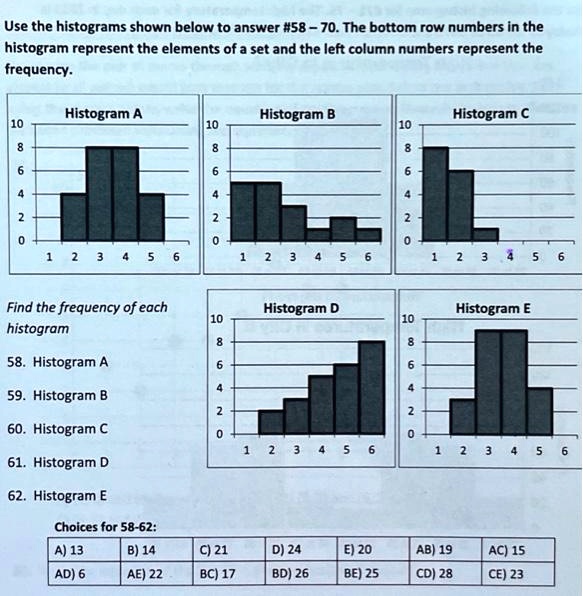 SOLVED: Use the histograms shown below to answer #58 70. The bottom row ...