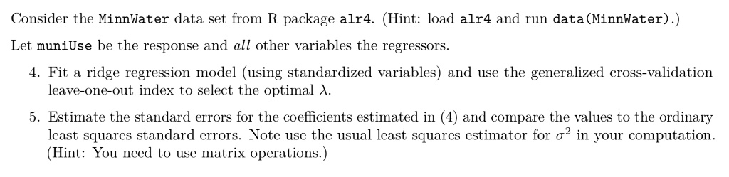 SOLVED: Use R code to solve the following. Load the data as shown below. You may have to install ...