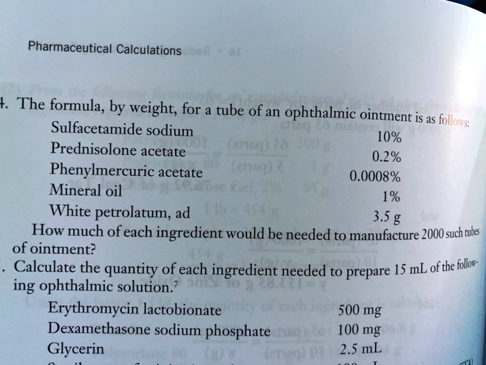 pharmaceutical calculations the formula by weight for tube ofan ...