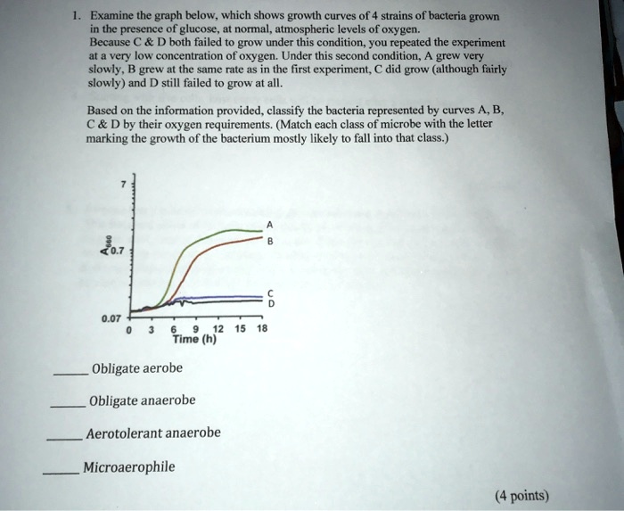 1. Examine the graph below, which shows growth curves of 4 strains of ...