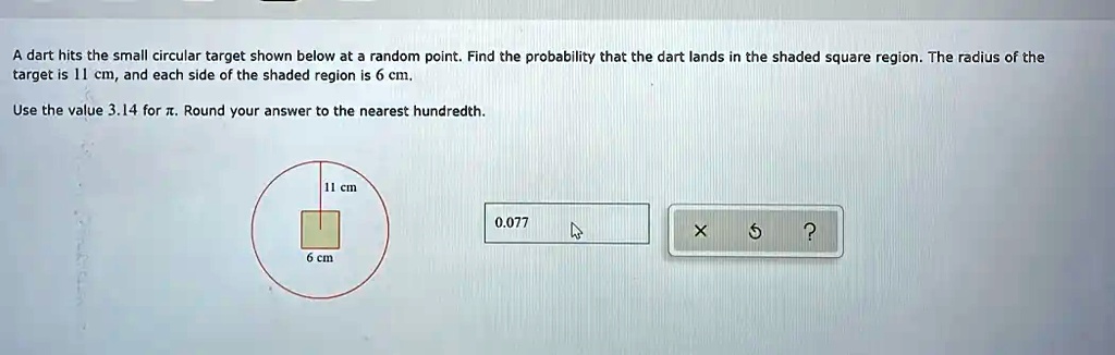A dart hits the small circular target shown below at a random point. Find the probability that ...