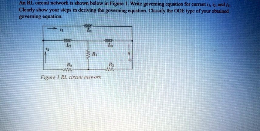 SOLVED: An RL circuit network is shown below in Figure 1. Write the ...