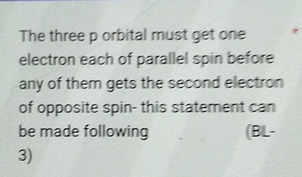 SOLVED: The three p orbital must get one electron each of parallel spin before any of them gets ...