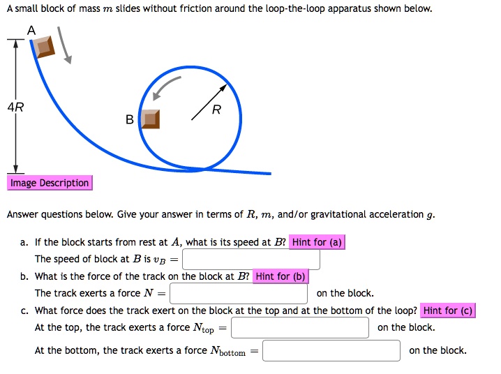 small block of mass m slides without friction around the loop the loop apparatus shown below 4r ...