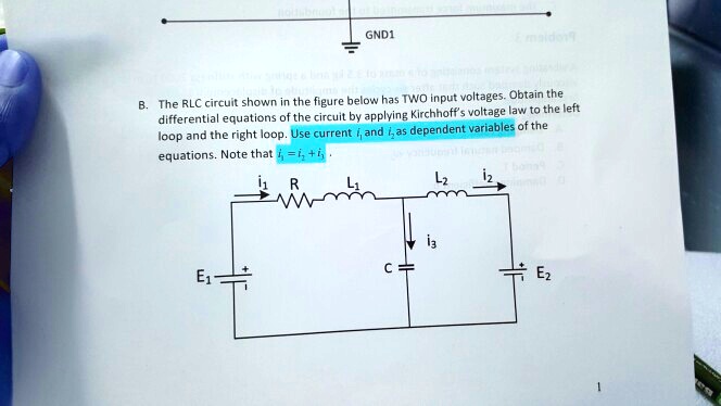 SOLVED: The RLC circuit shown in the figure below has two input ...