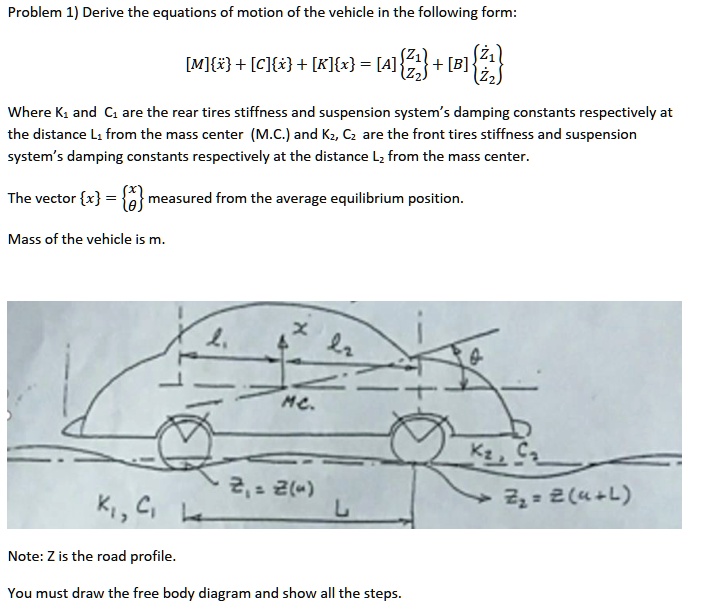 SOLVED: Problem 1) Derive the equations of motion of the vehicle in the ...