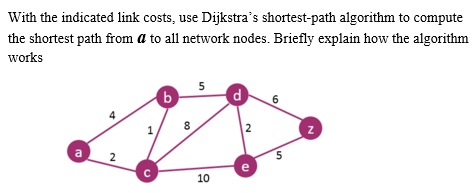 Use Dijkstra's shortest-path algorithm to compute the shortest path ...