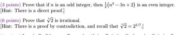 SOLVED: (3 points) Prove that if n is an odd integer; then % (n* Sn + 2) is an CvCn integcr ...