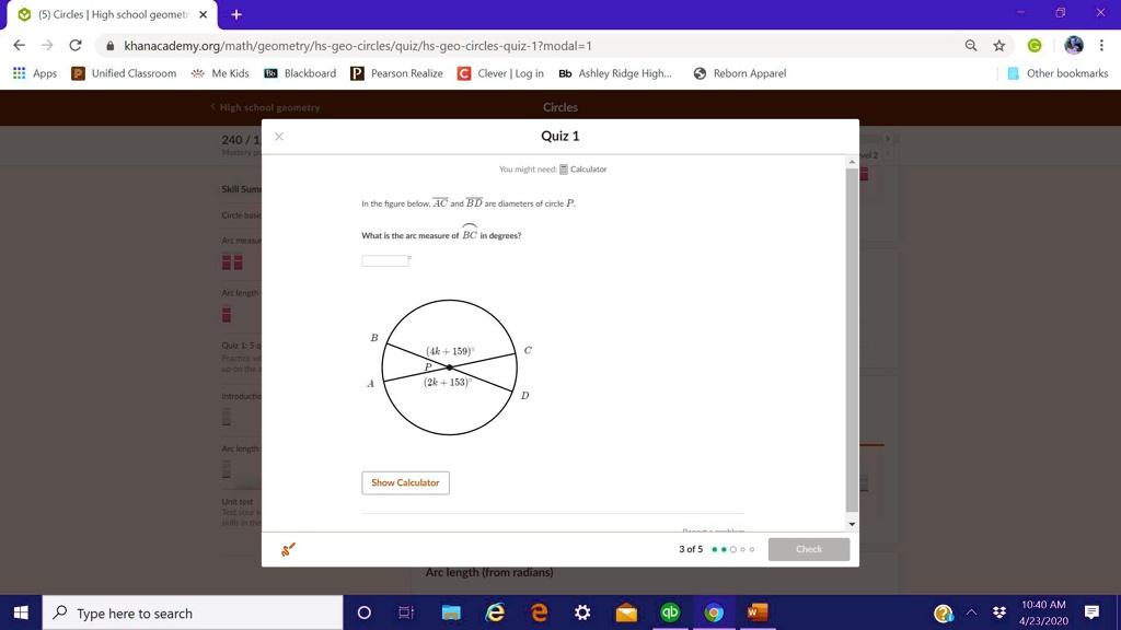 SOLVED: In the figure below, AC and BD are diameters of circle P. What ...